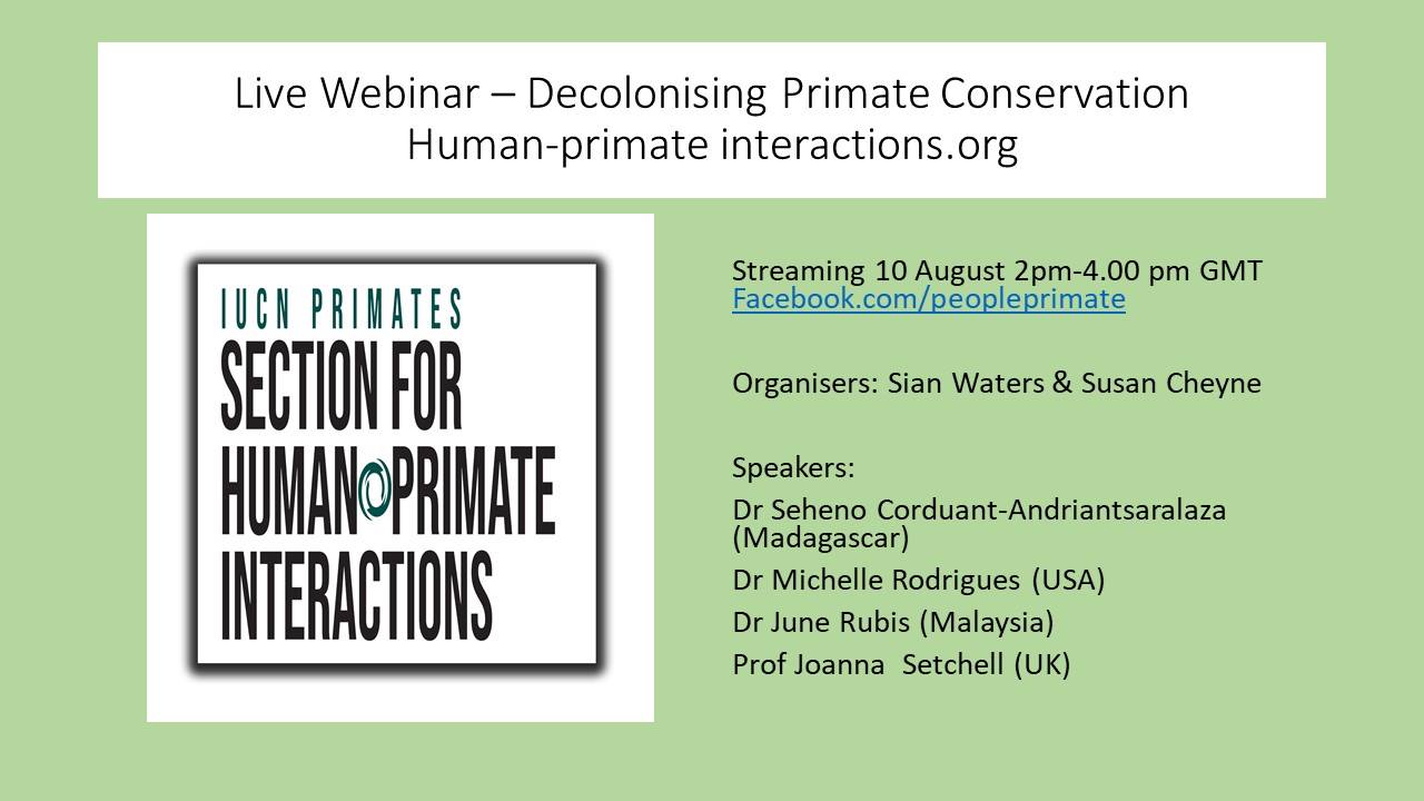 Webinar August 2020 – IUCN SSC PSG Section on Human-Primate Interactions